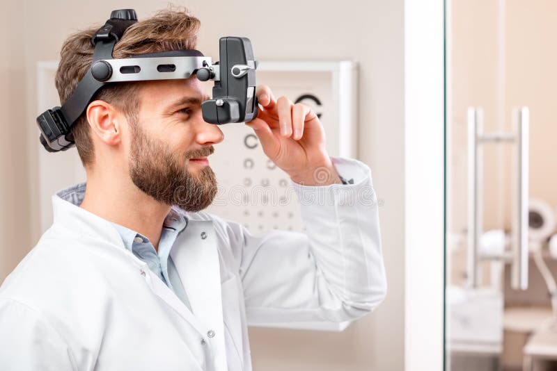 Eye Doctor with Ophthalmologic Device Stock Photo - Image of ...
