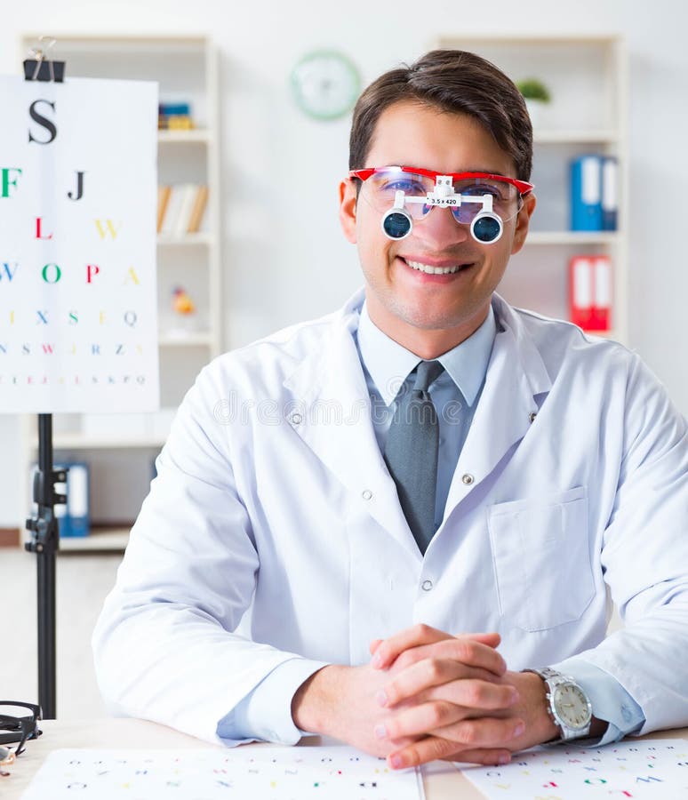 Eye Doctor in Eyecare Concept in Hospital Stock Photo - Image of ...
