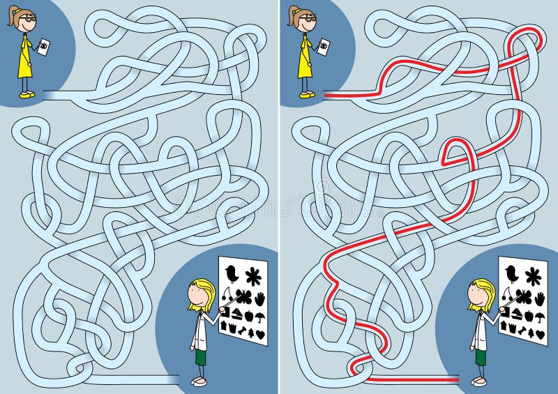 Eye doctor maze stock vector. Illustration of composition - 110863187