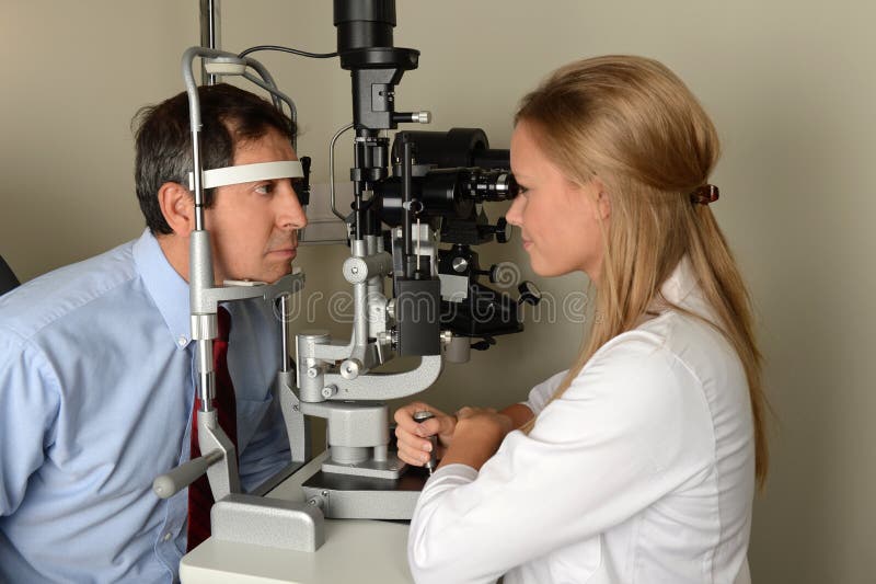 Eye Doctor with Patient during Exam Stock Image - Image of test, health ...