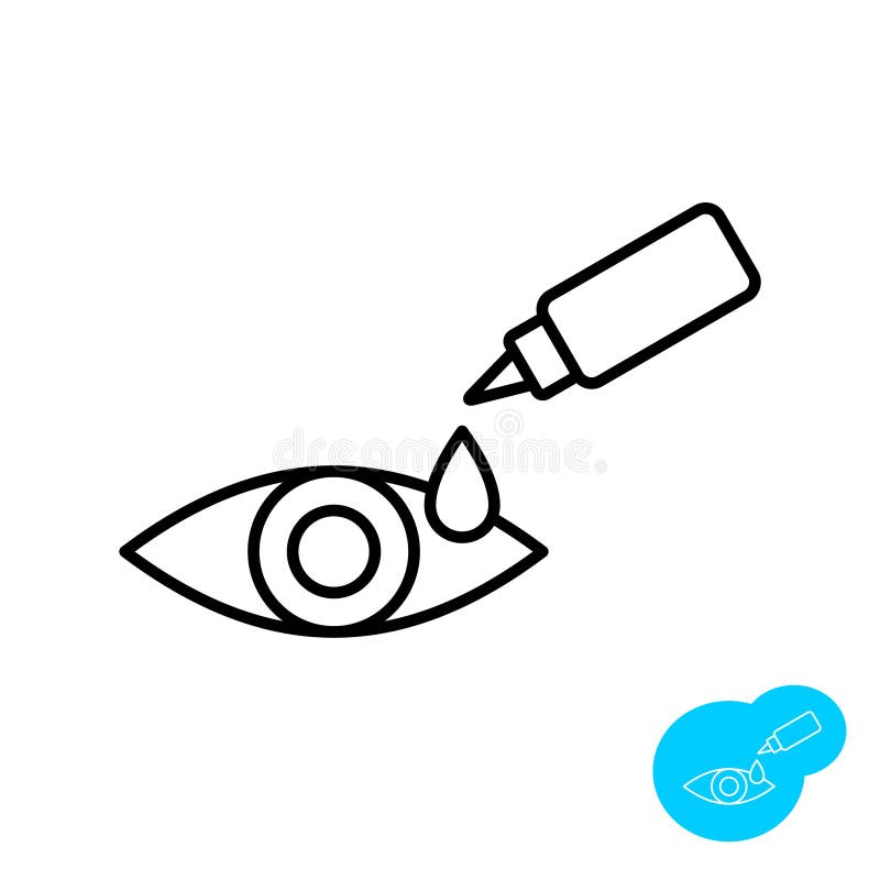 Eye Drops Bottle with Eye Apply. Thin Line Icon. Medical Symbol Stock ...