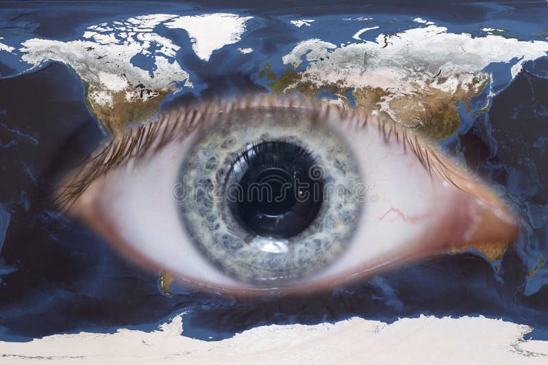 Eye and earth map stock image. Image of water, communications - 57487613