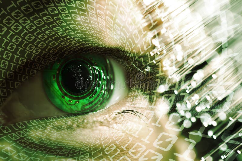 Eye Iris and Electronic Circuit Stock Photo - Image of digital, chip ...