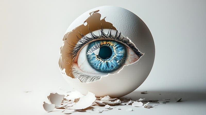 Eye Emerging from Broken Egg Representing New Vision and Awakening ...