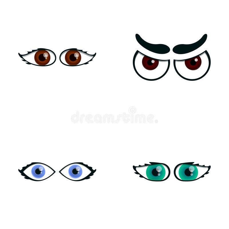 Eye Emotion Icons Set Cartoon Vector. Cartoon Eye Expressing Different ...