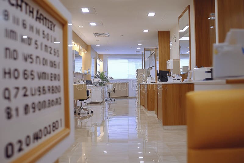 Eye Examination Room with Clear Letter Eye Chart for Optometry Practice ...