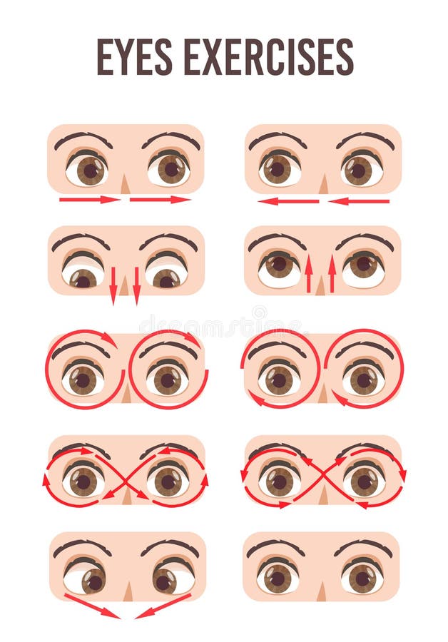 Eye Exercise Set. Movement for Eyes Relaxation. Eyeball, Eyelash and ...