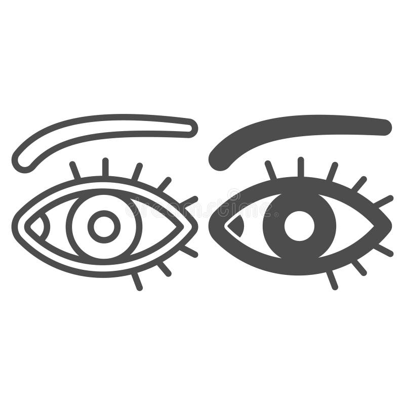 Eye and Eyebrow Line and Solid Icon, Optics and Human Vision Concept ...