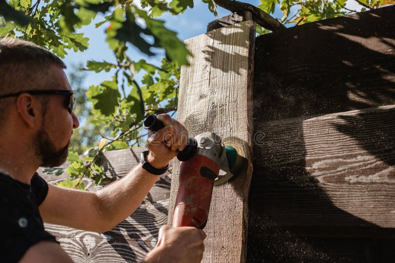 Eye and Face Protection when Working with Power Tools Stock Photo ...