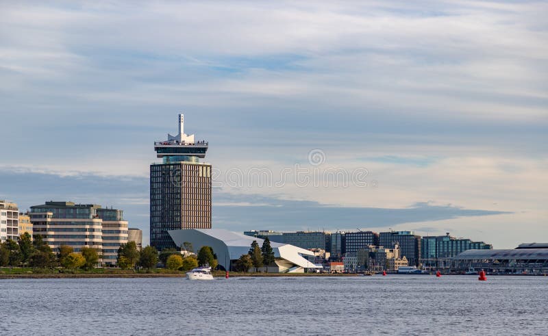 Eye Film Museum and a`DAM Tower Stock Image - Image of observation ...