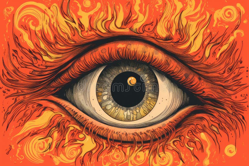 Eye Fire Art Abstract. Generate Ai Stock Illustration - Illustration of ...