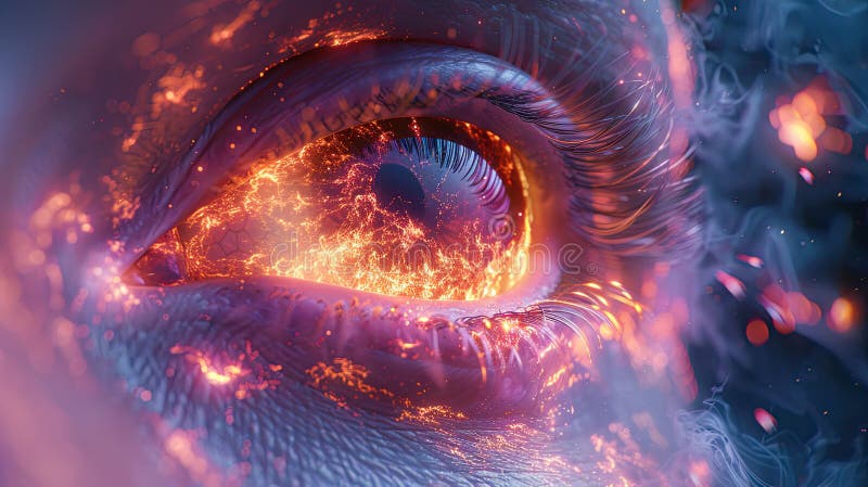 An Eye with Fire and Cinders Coming Out of it Stock Illustration ...