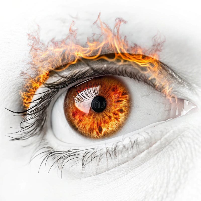 Eye with Fire Illustration Isolated on White Background Stock ...