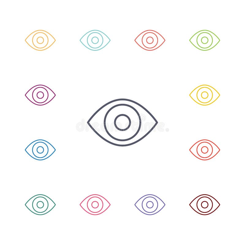 Eye flat icons set stock vector. Illustration of outline - 53687196