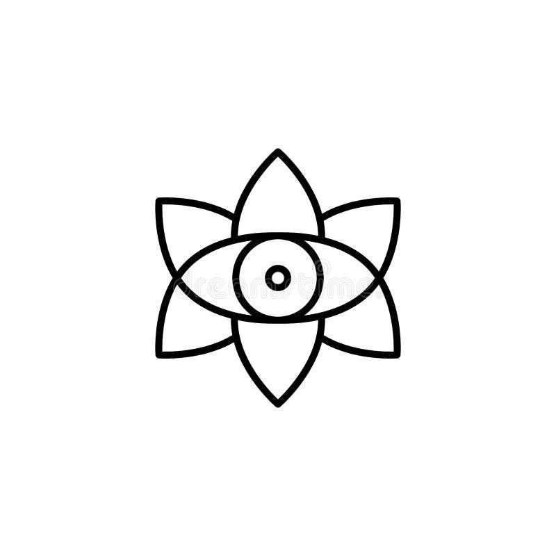 Eye and Flower Icon. Black Outline. Concept of Meditation, Evil Eye ...