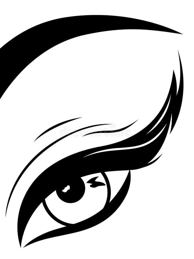 Eye with Fluffy Eyelid Close-up Stock Vector - Illustration of ...