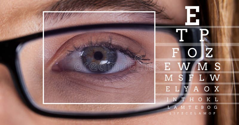 Eye Focus Box Detail and Lines Over Glasses and Eye Test Interface ...