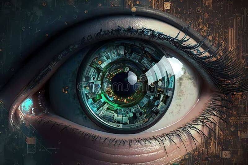 Eye Focus Virtual Technology Futuristic Vision Stock Illustration ...
