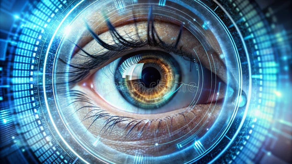 Eye of the Future Digital Interface, Close-up, Futuristic Technology ...