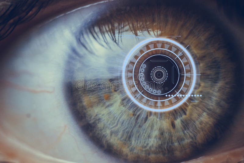 Eye with a Futuristic Vision of a Person, Control and Protection of ...