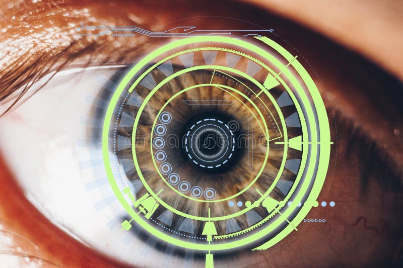 Eye with a Futuristic Vision of a Person, Control and Protection of ...