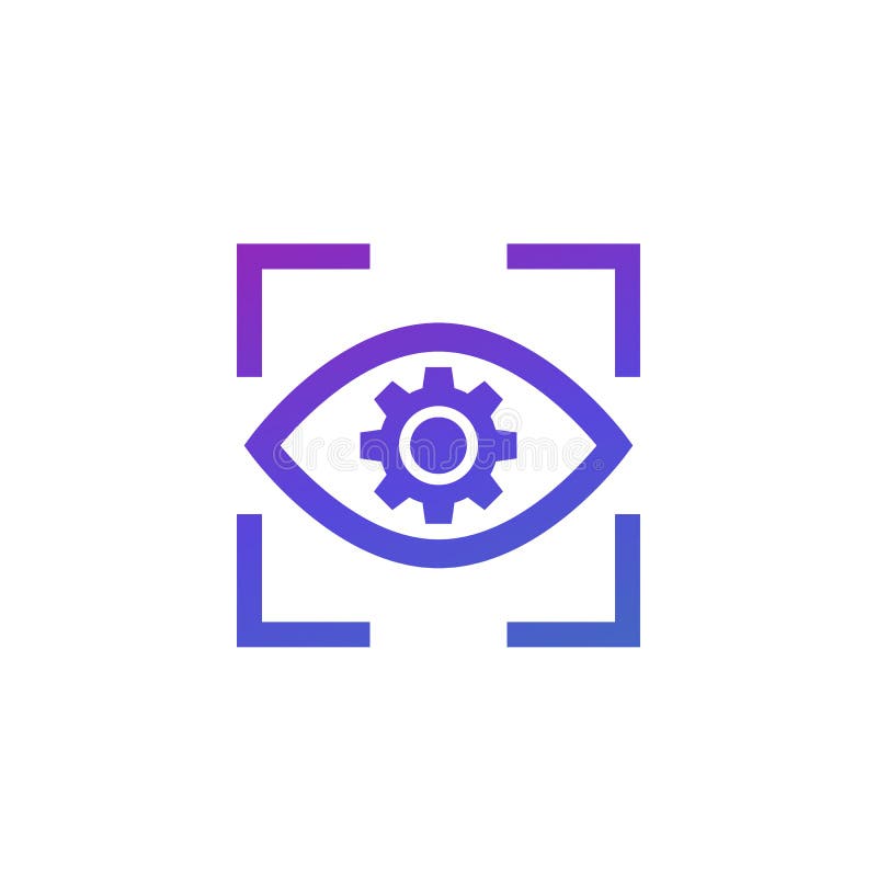 Eye with Gear Icon on White, Vector Stock Vector - Illustration of ...
