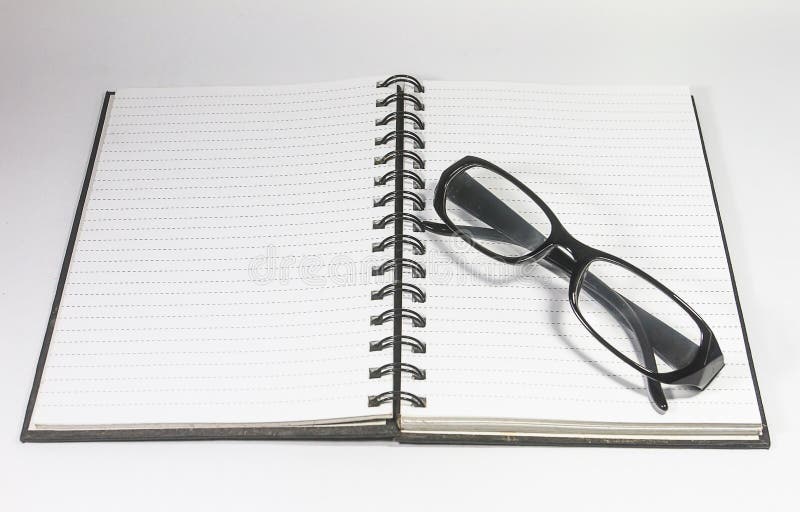 Eye Glasses with Pencil and Binder Notebook Isolated on White ...