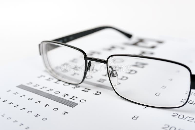 Eye Glasses on Eyesight Test Chart Background Stock Image - Image of ...