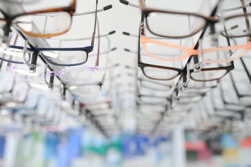 Eye glasses on the shelf stock image. Image of eyeglass - 273158407