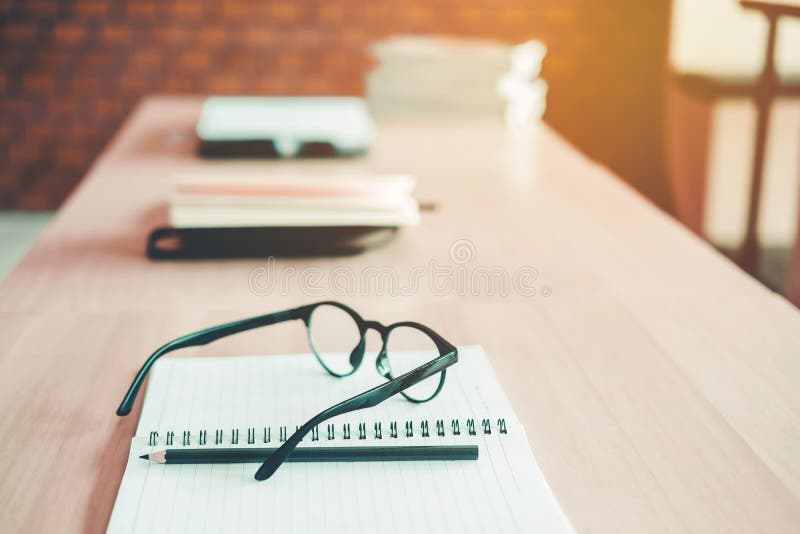 Eye Glasses on the Study Table Education Concept Stock Photo - Image of ...