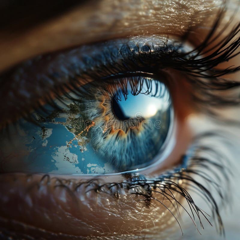 Eye with a Globe - AI Generated Stock Illustration - Illustration of ...