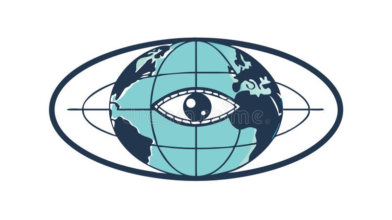 Eye on Globe Global Surveillance Intelligence, Vector Design Generative ...