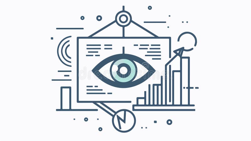 Graph Statistic Outline Icon with Eye Symbol Vector Illustration Stock ...