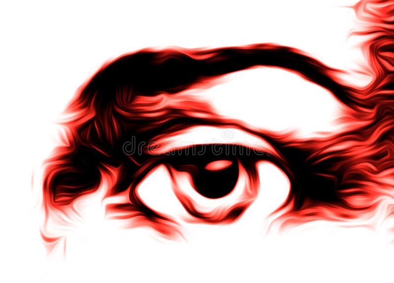 Eye Graphic Desigh, Computer Collage on White Background. Fire Effect ...