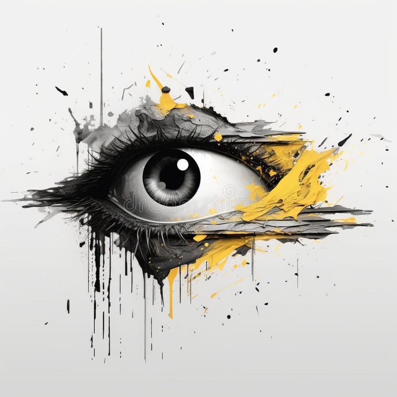 Eye with Graphic Design Elements: Illustration with Drips and Splatters ...