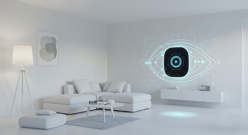 Eye Graphic Projecting in Modern Living Room for Security Concept Stock ...