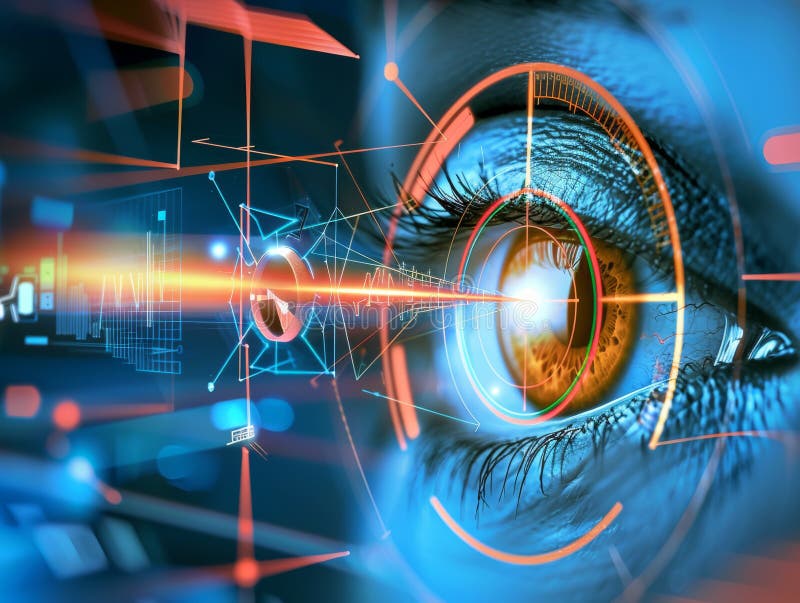 Eye with High-tech Interface, Augmented Reality Elements Stock Photo ...