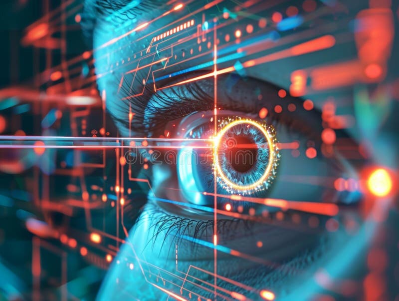 Eye with High-tech Interface, Augmented Reality Elements Stock Photo ...
