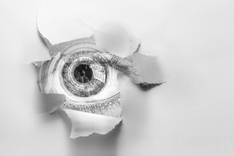 Eye in a Hole of Torn Paper Stock Photo - Image of cracked, blank ...