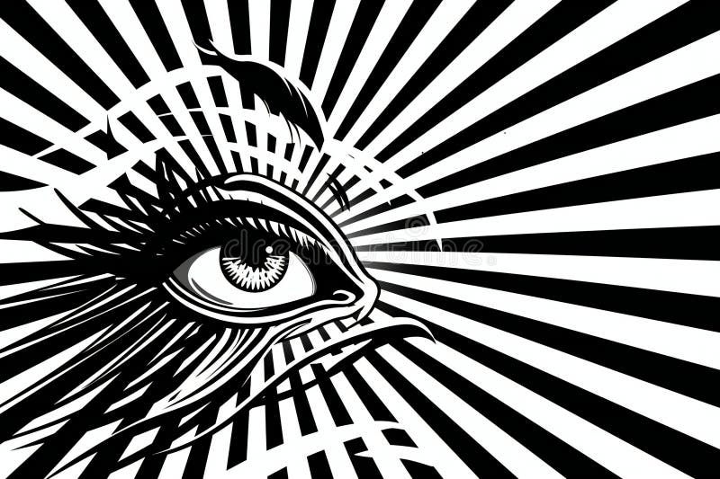 Eye of Horus, Vector Illustration in Black and White with Rays Stock ...