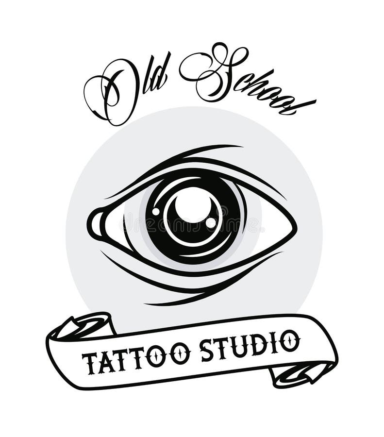 Eye Human with Ribbon Tattoo Studio Graphic Stock Vector - Illustration ...