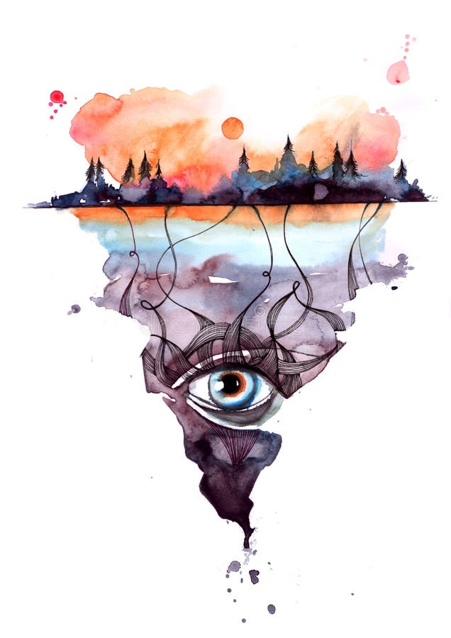 Eye stock illustration. Illustration of reflection, orange - 125852241