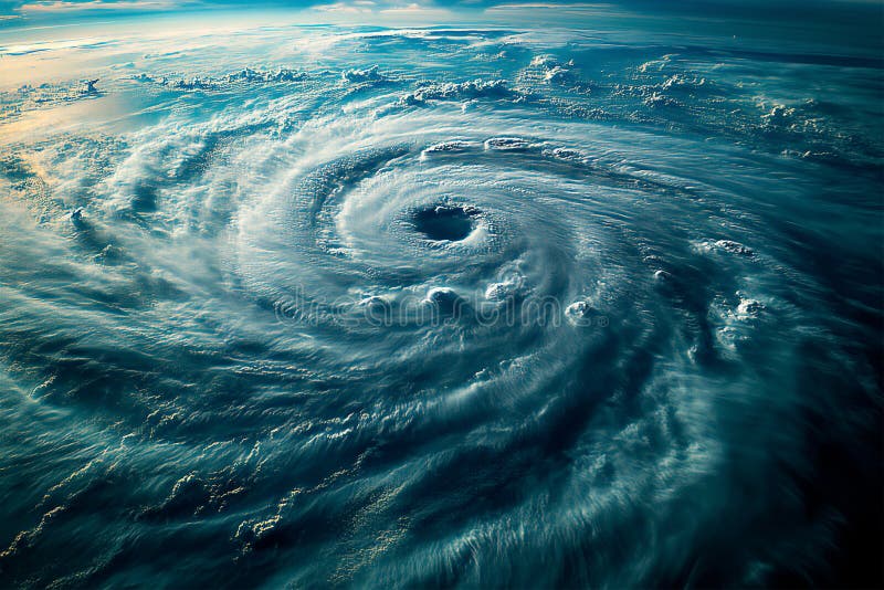 Eye of the Hurricane on Earth. Typhoon Over Planet. Category 5 Super ...