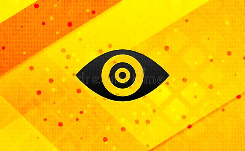 Eye Icon Abstract Digital Banner Yellow Background Stock Illustration ...