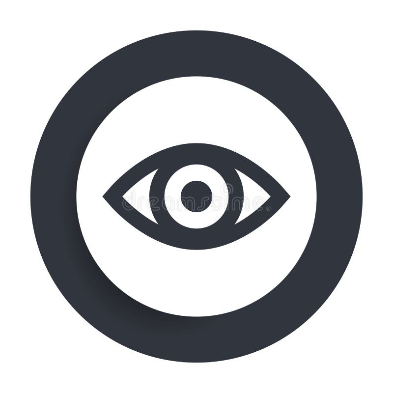 Eye Icon Flat Vector Round Button Clean Black and White Design Concept ...