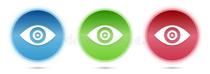 Eye Icon Glass Round Buttons Set Illustration Stock Vector ...
