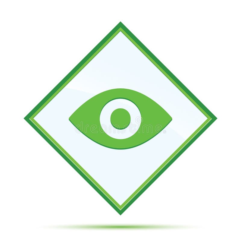 Eye Icon Modern Abstract Green Diamond Button Stock Illustration ...