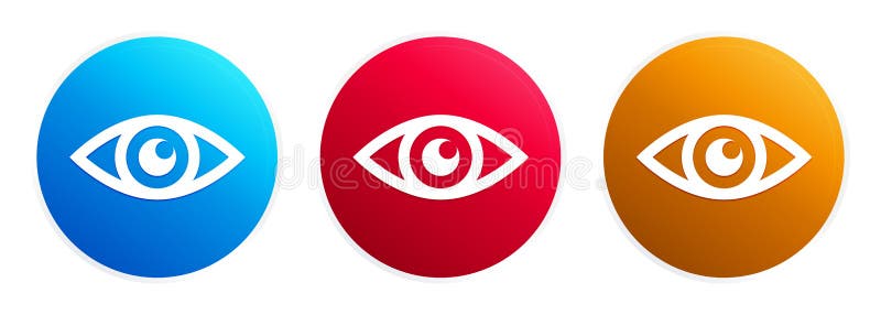 Eye Icon Premium Trendy Round Button Set Stock Vector - Illustration of ...