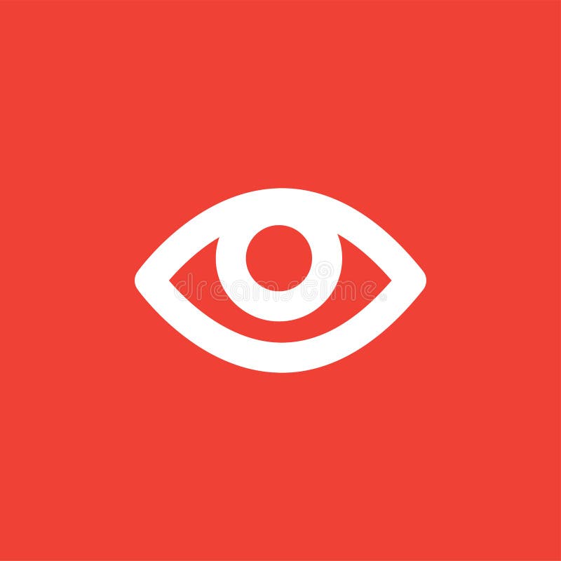 Eye Icon on Red Background. Red Flat Style Vector Illustration Stock ...