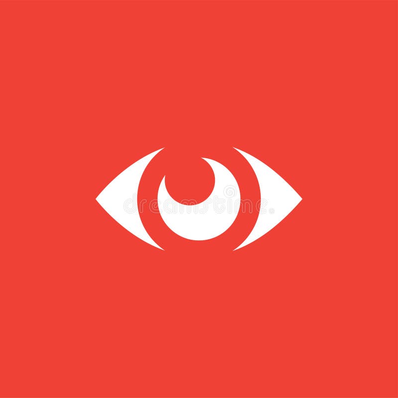 Eye Icon on Red Background. Red Flat Style Vector Illustration Stock ...
